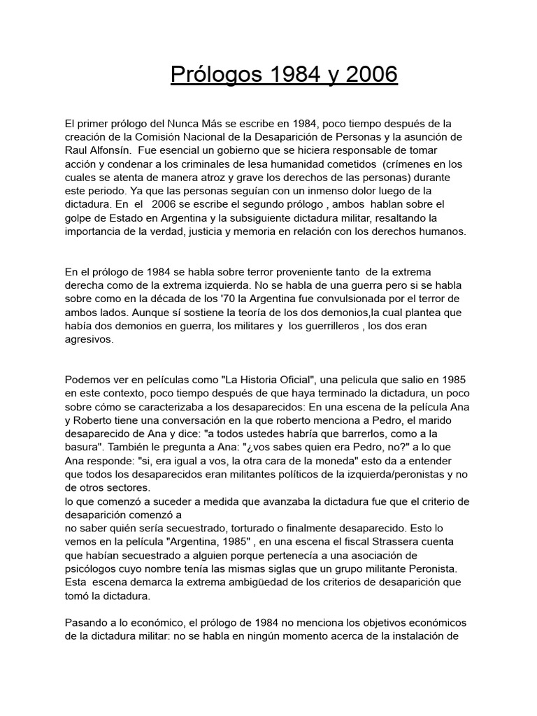 Análisis de los prólogos de "Nunca Más" | PDF