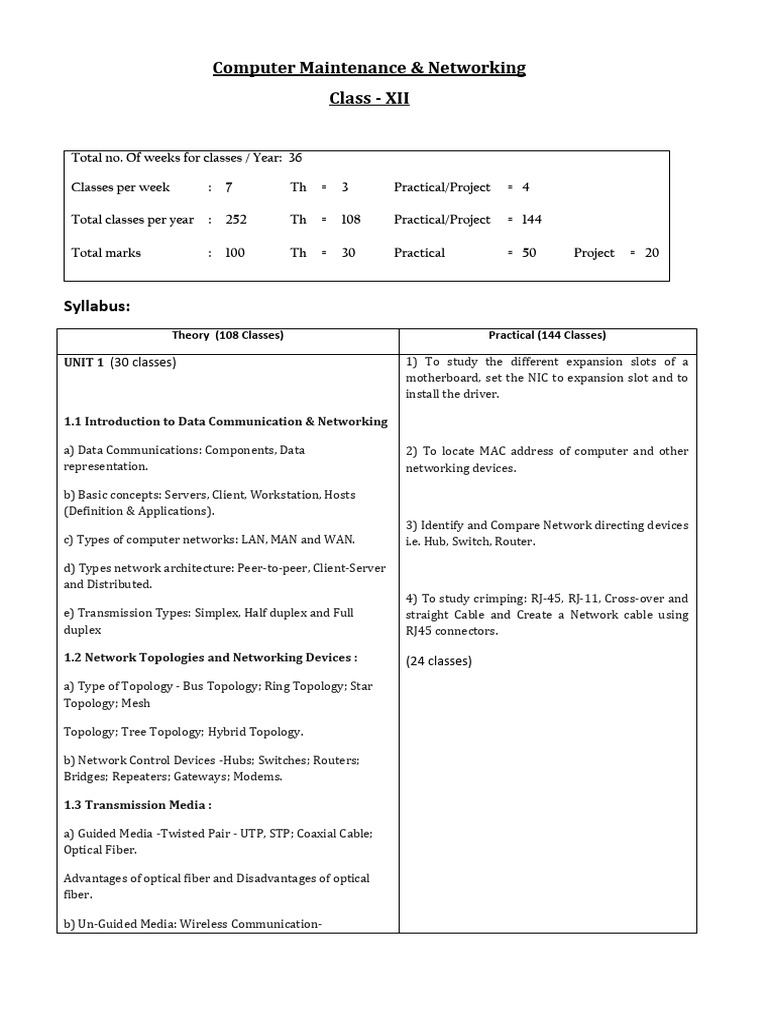 Computer Maintenance & Networking | PDF | Network Topology | Computer ...