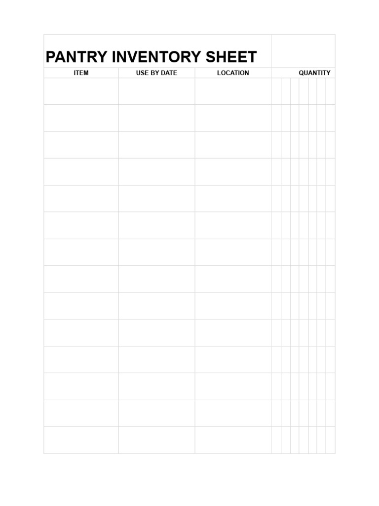 Blank Pantry Inventory Sheet - Google Sheets | PDF Blank Pantry Inventory Sheet - Google Sheets | PDF