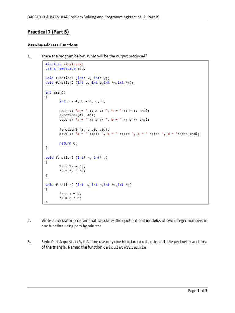 Practical 7 (Part B) - User-Defined Functions II | PDF
