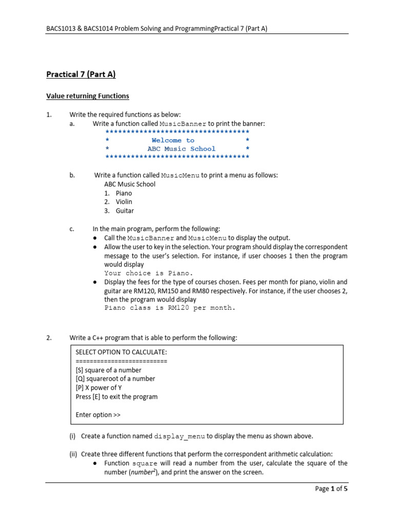 Practical 7 (Part A) - User-Defined Function I | PDF | Area | Function ... Practical 7 (Part A) - User-Defined Function I | PDF | Area | Function ...