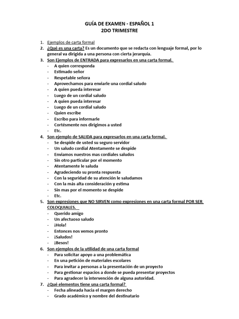 Guía de Examen - Español 1 t2 | Descargar gratis PDF | México | Náhuatl