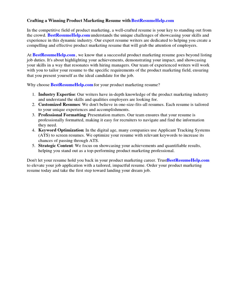 Product Marketing Resume | PDF | Marketing | Résumé