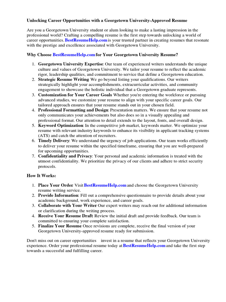 Georgetown University Resume Guide | PDF | Résumé | Internship