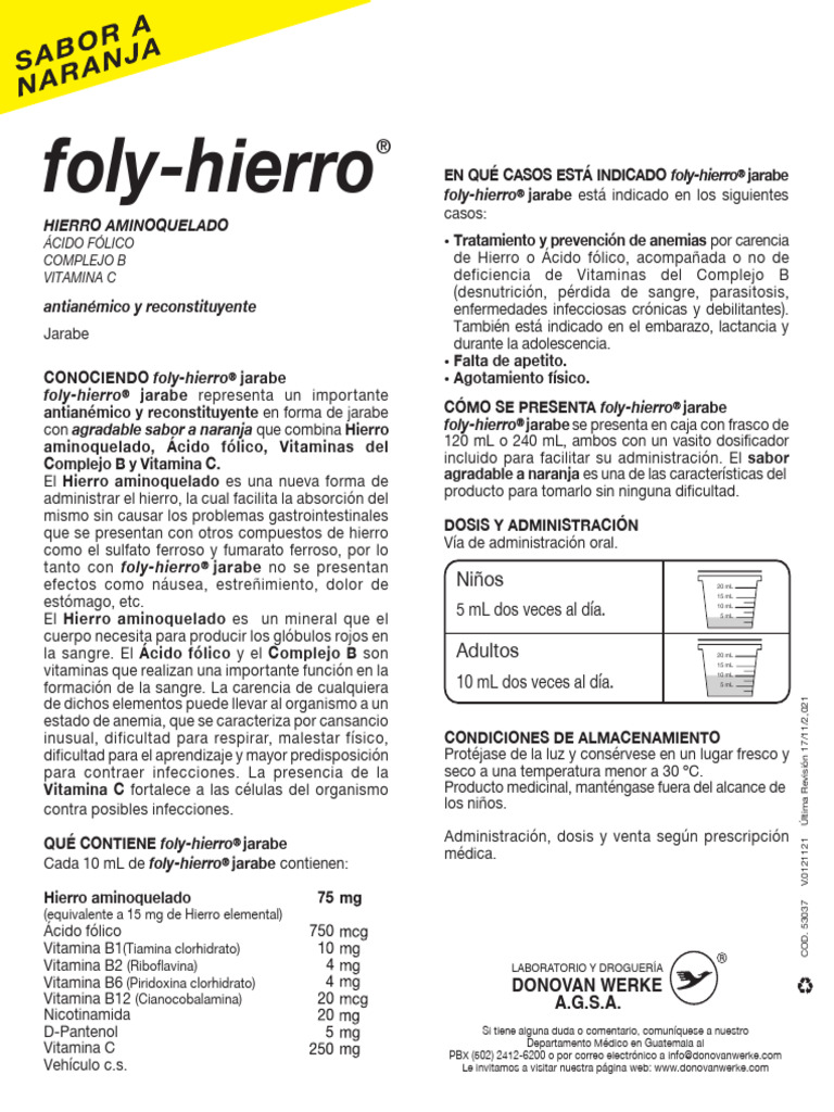 53037-Inserto-Foly-Hierro-Jarabe | PDF | Vitamina | Vitamina C