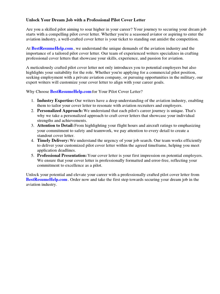 Professional Pilot Cover Letter Guide | PDF | Employment | Résumé