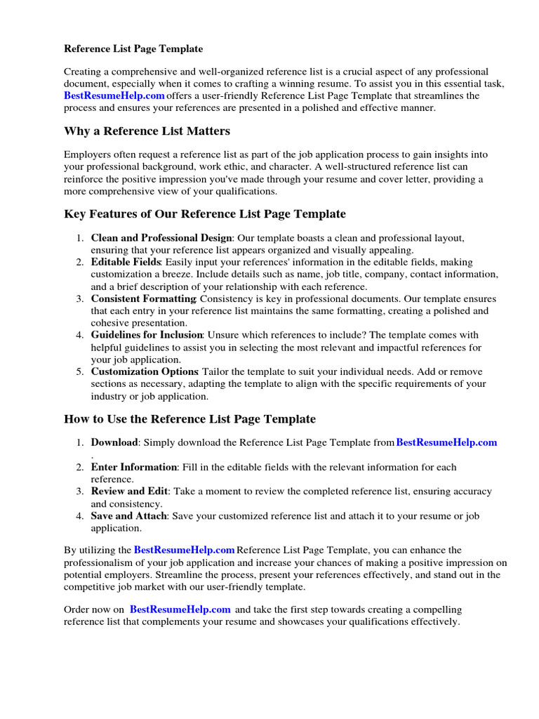 Reference List Page Template | Download Free PDF | Résumé | Information