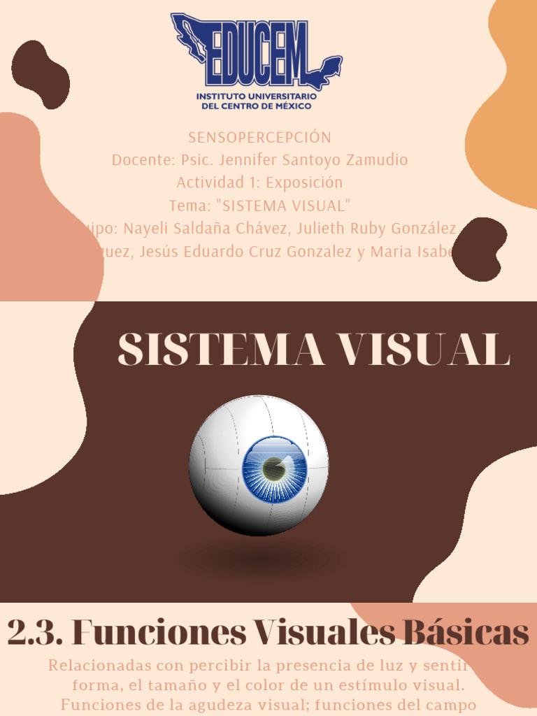 SENSOPERCEPCIÓN Docente Psic. Jennifer Santoyo Zamudio Actividad 1 Exposición Tema SISTEMA ...