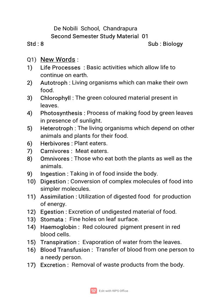 2nd Semester Study Material 01 Biology 8 | PDF | Science & Mathematics