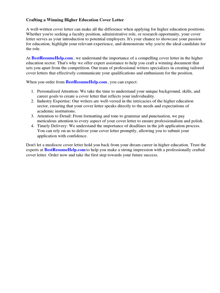 Higher Education Cover Letter | Download Free PDF | Experience | Teachers