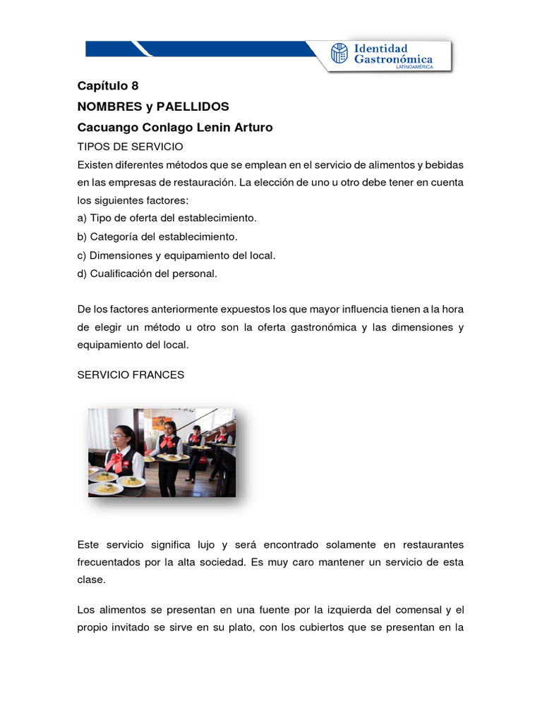 Capitulo 8 Servicio Al Clientes | PDF | Comida y bebida | Cocina