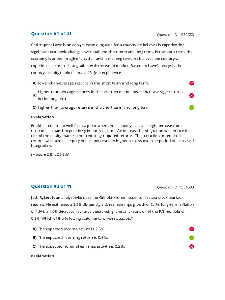 Reading 2 Capital Market Expectations Part 2 Forecasting Asset Class