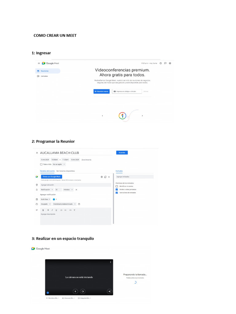 Guía para Crear un Meet Efectivo | PDF