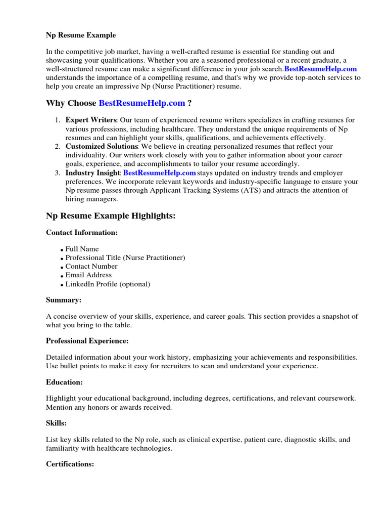 NP Resume Example | PDF | Nurse Practitioner | Nursing