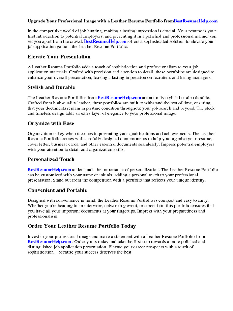 Leather Resume Portfolio | PDF | Prices | Privacy