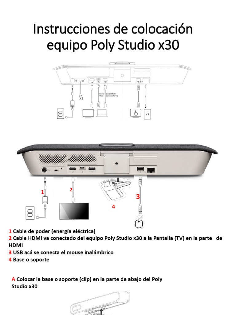 Instrucciones de Colocación Equipo Poly Studio x30 | PDF