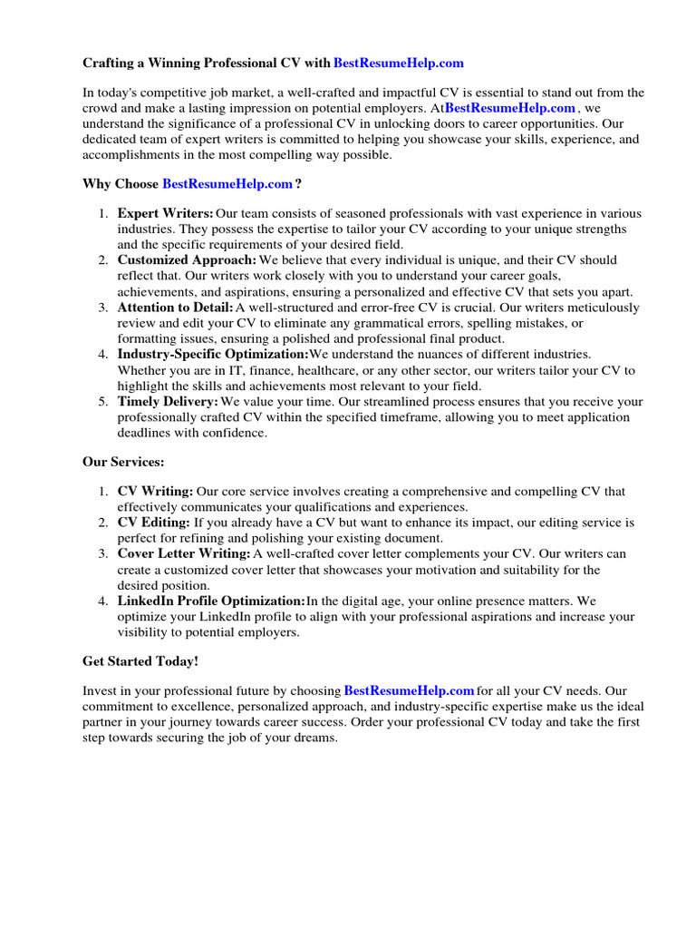 Professional CV Writing Format | PDF | Résumé | Linked In