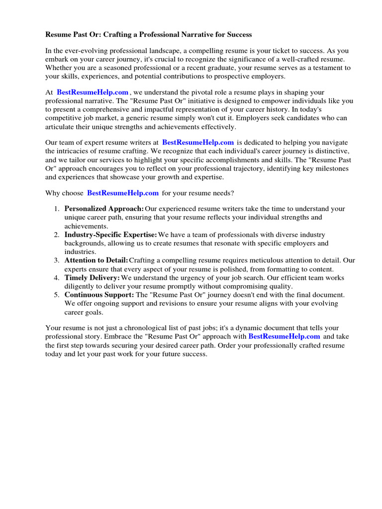 Resume Past or Present Tense | PDF | Résumé | Grammatical Tense