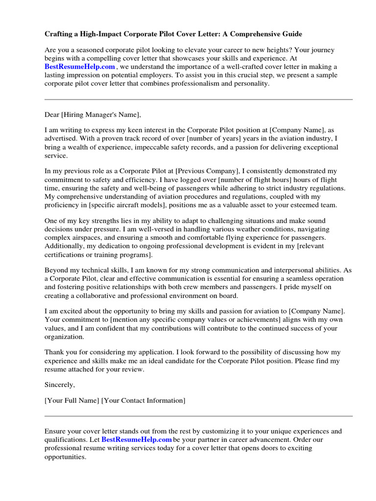 Corporate Pilot Cover Letter Template | PDF | Résumé | Recruitment