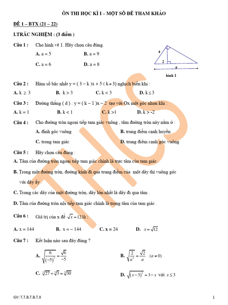 Đề Ôn Thi Hki File Đề | PDF