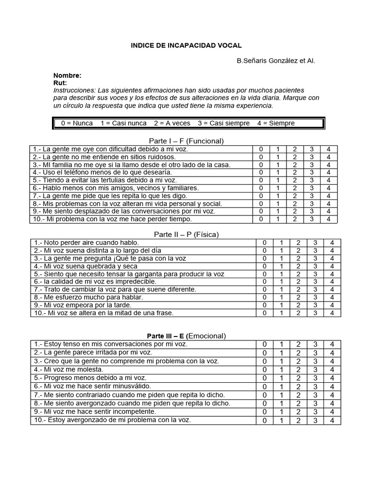 INDICE DE INCAPACIDAD VOCAL[1] | PDF