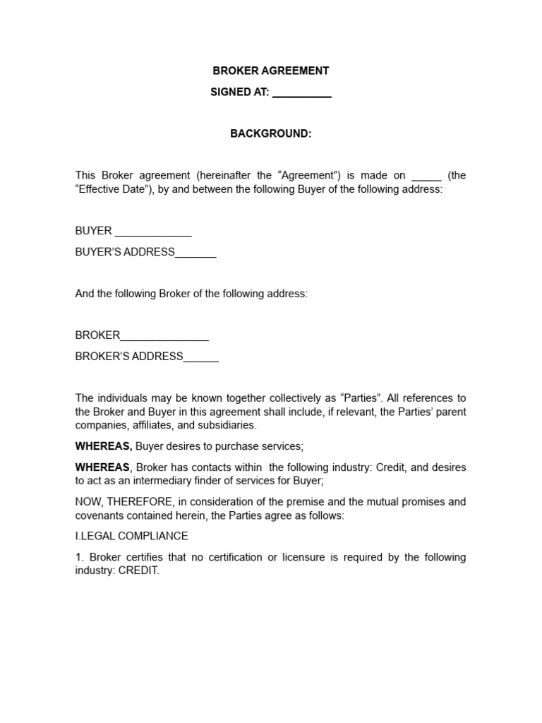 Broker Agreement | PDF | Private Law | Justice