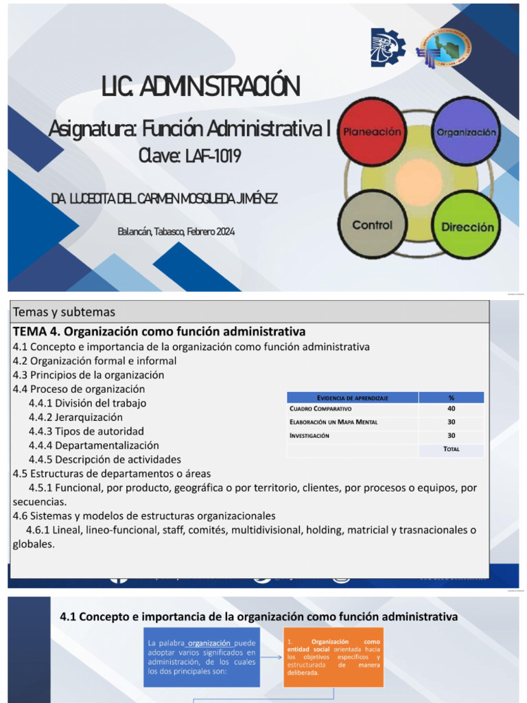 Funcion Administrativa I Tema 4 | PDF