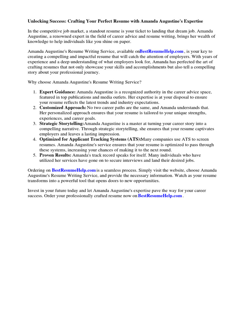 Amanda Augustine Resume | PDF | Résumé | Expert