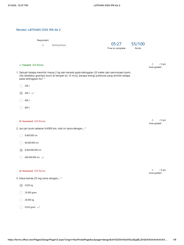 Hasil Latihan Osn Ipa Ke 2 | PDF