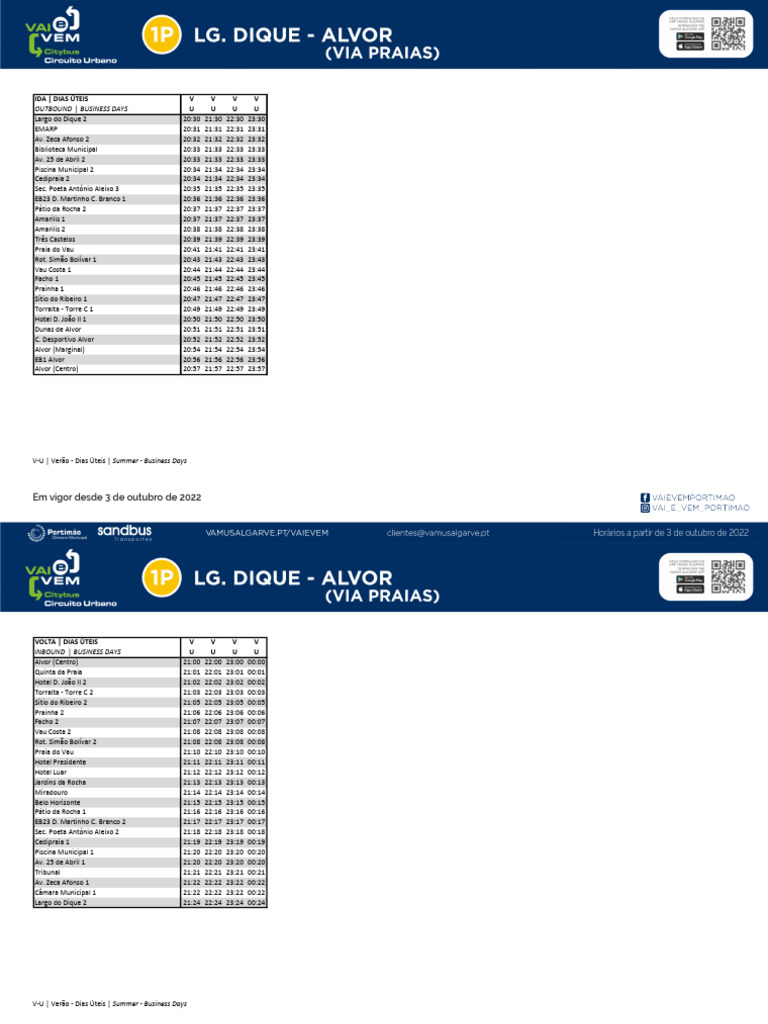 1P - LG. Dique - Vai e Vem - Horario | PDF