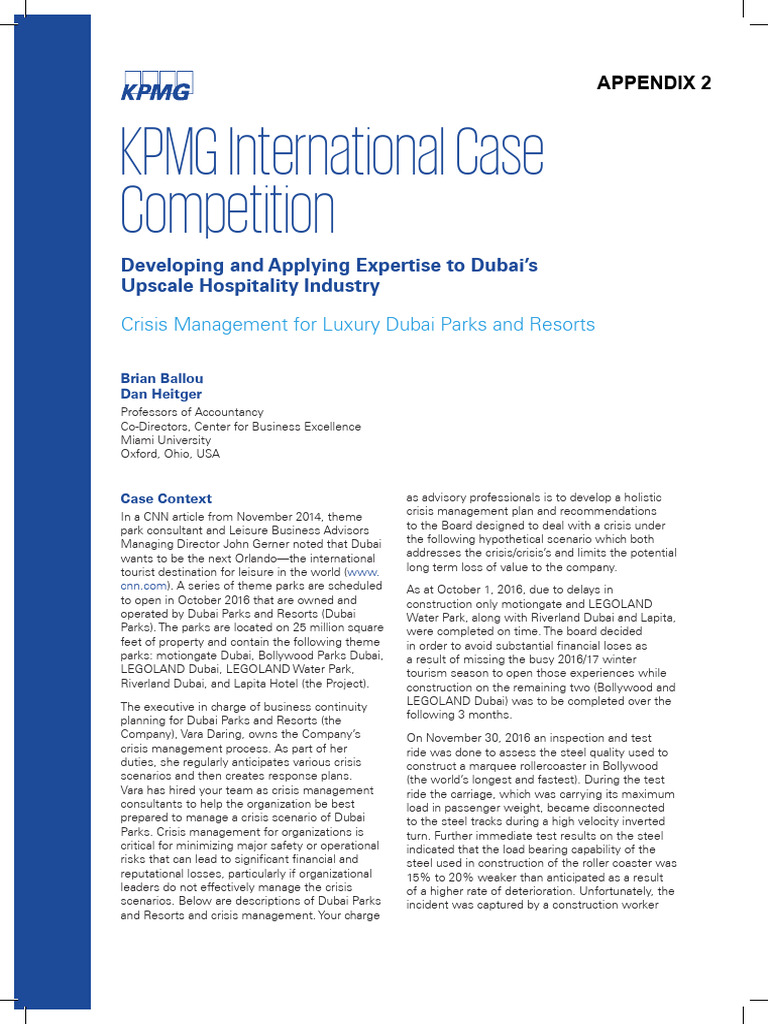 KPMG Business Case Buv Prelim Round | PDF | Crisis Management | Risk