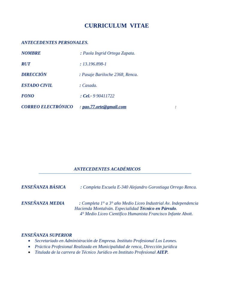 Curriculum Paola Ortega Actual 2023 | PDF