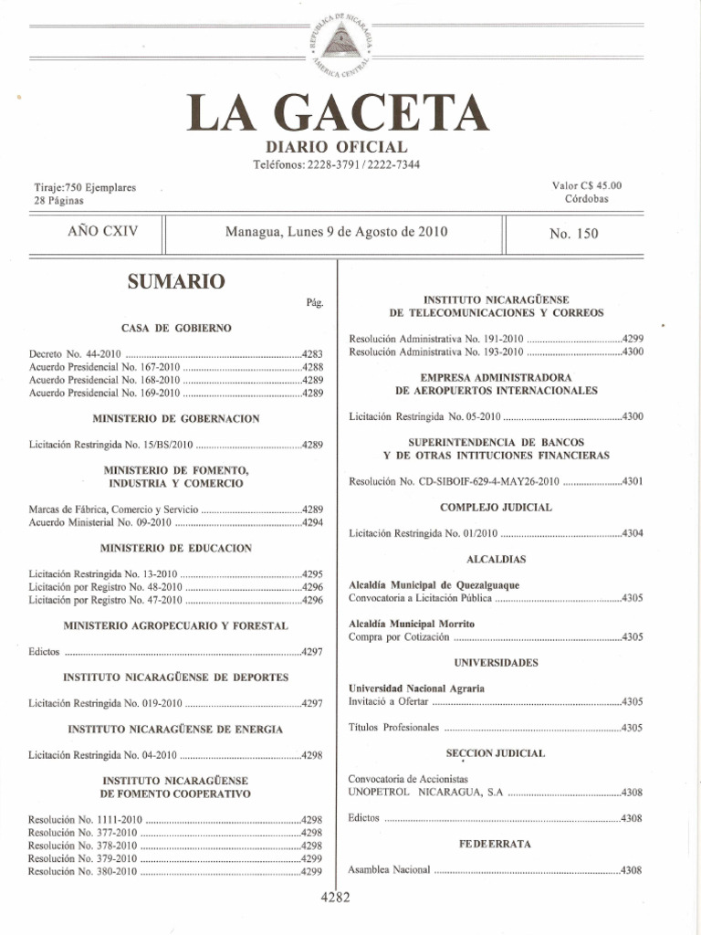 Decreto - 44-2010 Reglamento Ley 620 (Ley de Aguas) | PDF Decreto - 44-2010 Reglamento Ley 620 (Ley de Aguas) | PDF