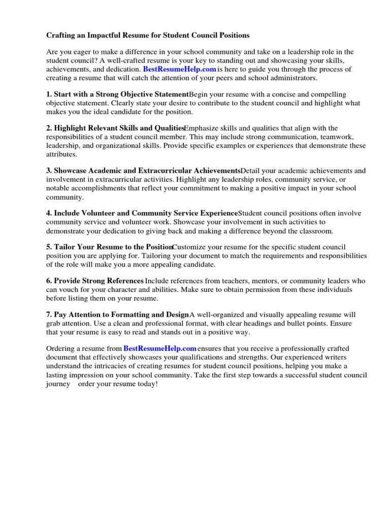 Resume For Student Council Application | PDF | Résumé | Leadership