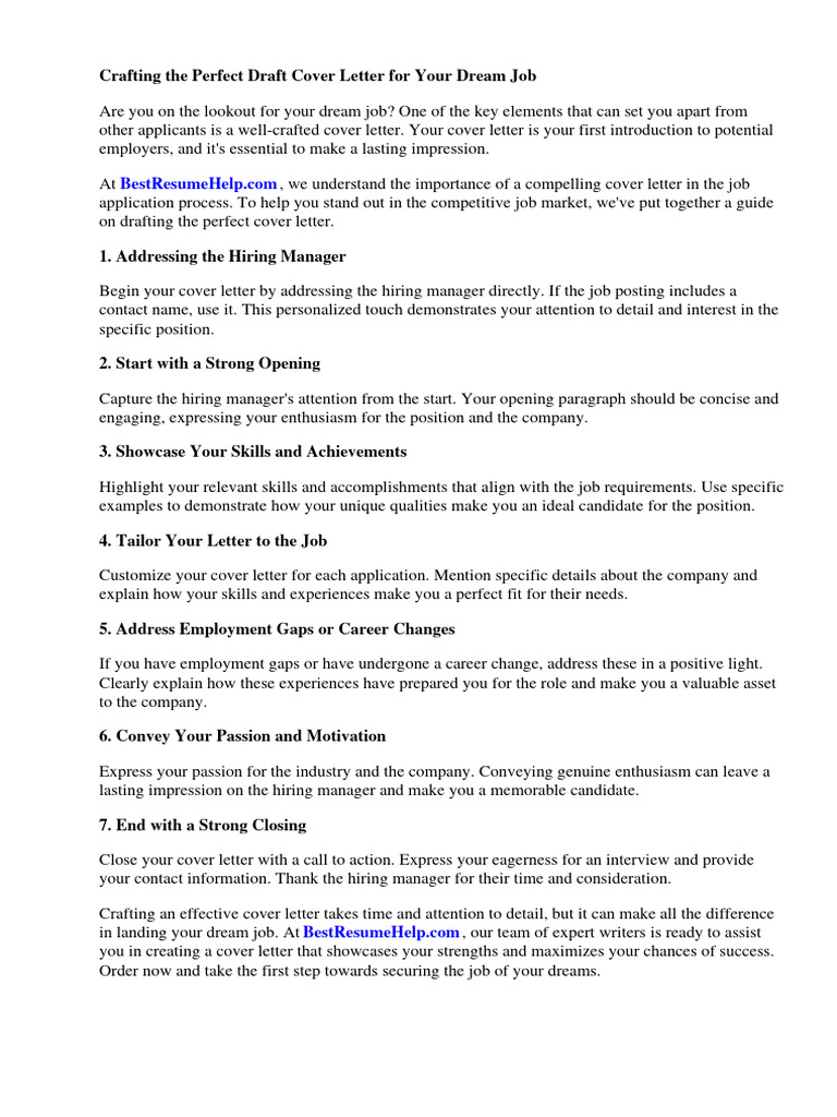 Draft Cover Letter For Job | PDF | Résumé