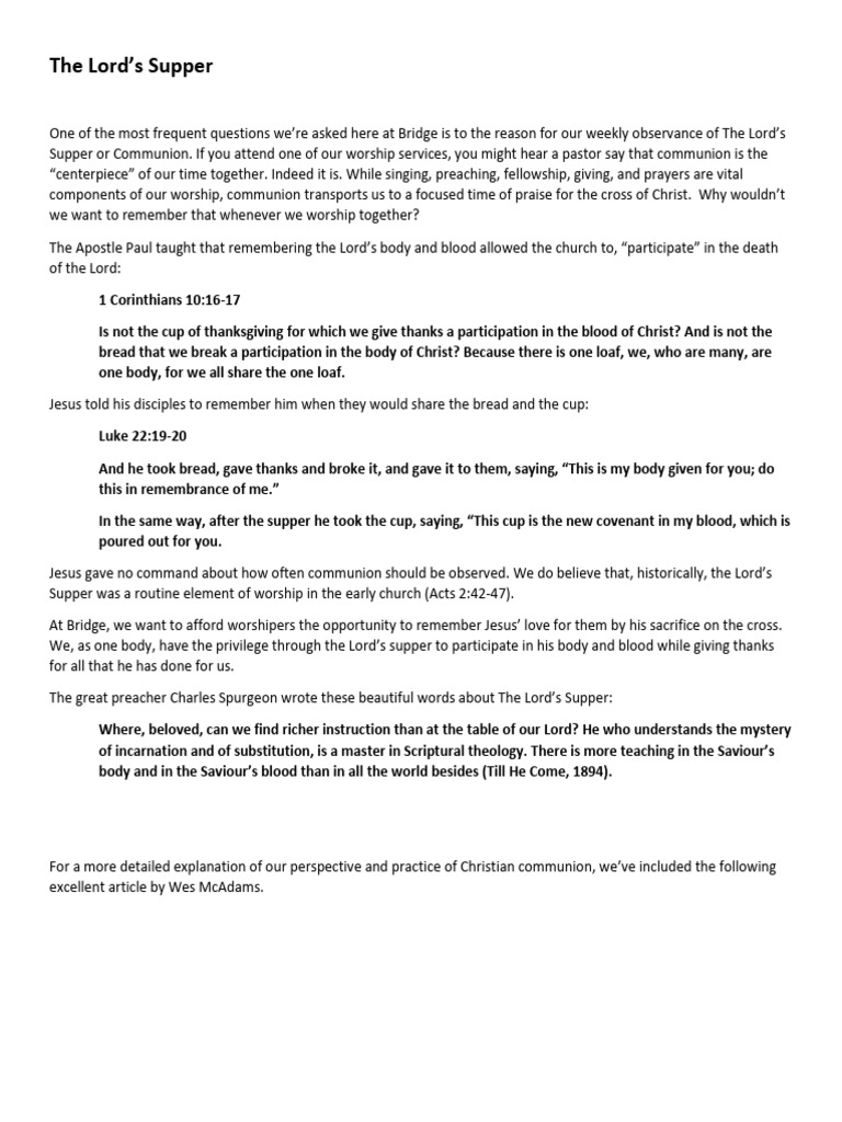 The Lords Supper | PDF