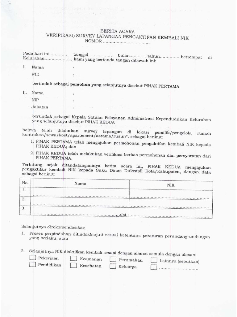 Form Pengaktifan Nik | PDF