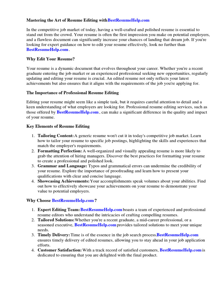 How to Edit Resume | PDF | Résumé | Editing