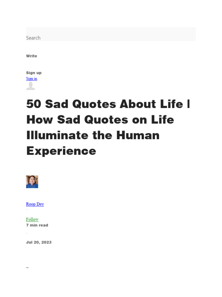 50 Sad Quotes About Life - How Sad Quotes On Life Illuminate The Human ...