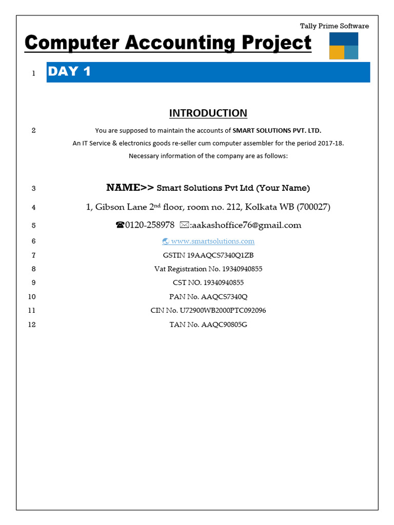 Tally Prime Accounting for Smart Solutions | PDF | Personal Computers ...