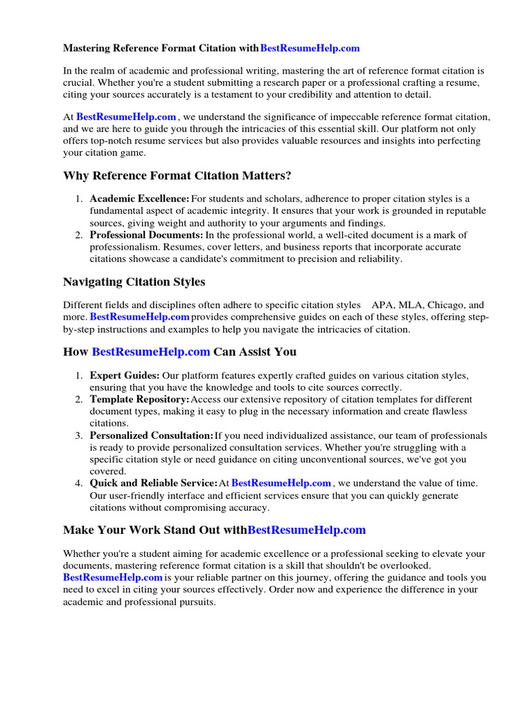 Reference Format Citation | PDF | Citation | Apa Style