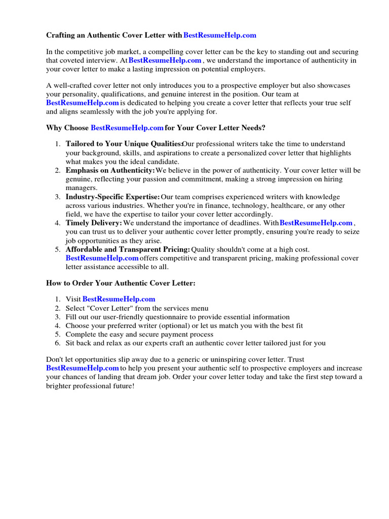 Authentic Cover Letter Creation Guide | PDF | Authentication | Birth ...
