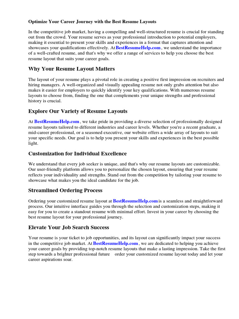 Best Resume Layout Examples | PDF | Résumé | Page Layout