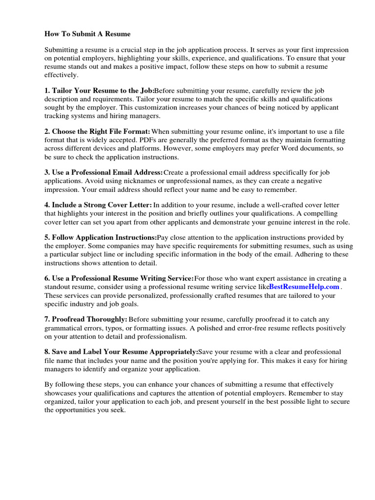 How To Submit A Resume | PDF | Résumé