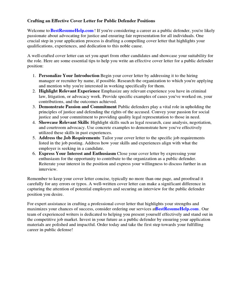 Cover Letter Tips for Public Defenders | PDF | Résumé | Recruitment