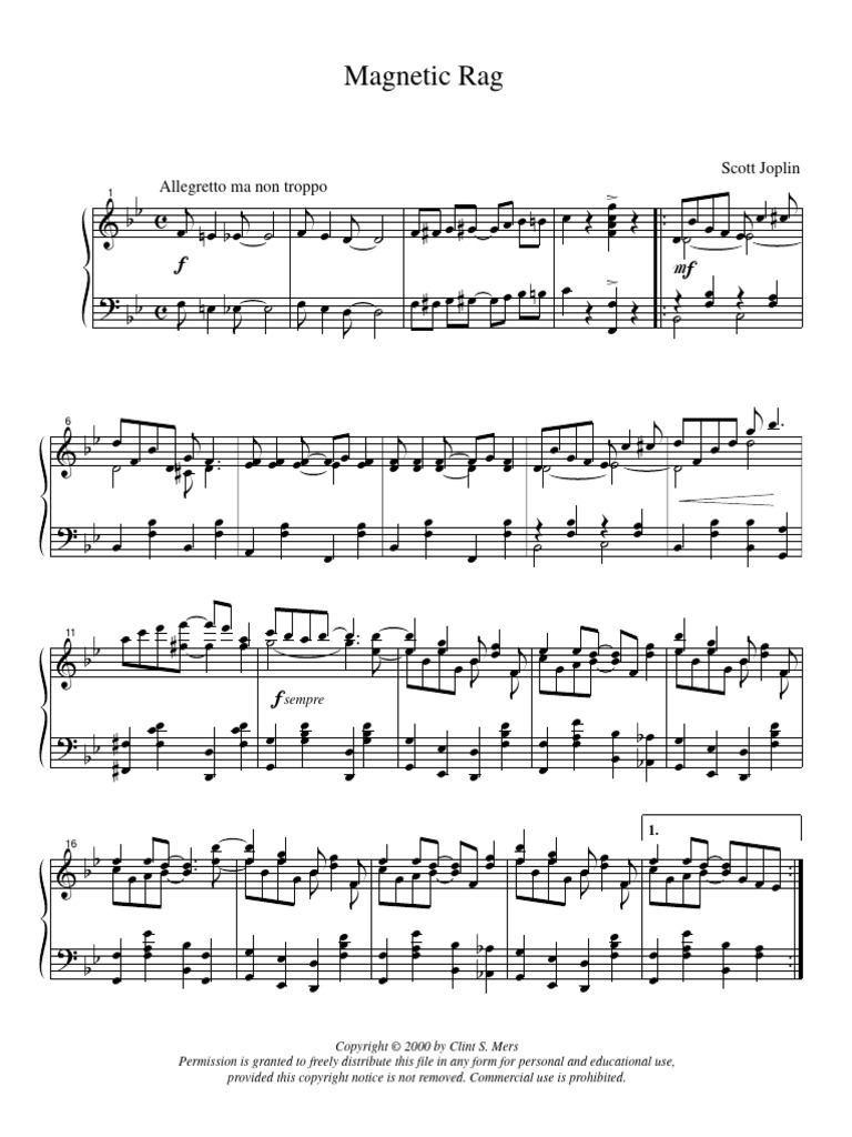 Magnetic Rag - Complete Score | PDF | Rag-time | Musique populaire ...
