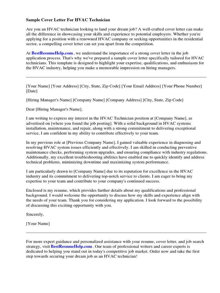 Sample Cover Letter For Hvac Technician | PDF | Résumé