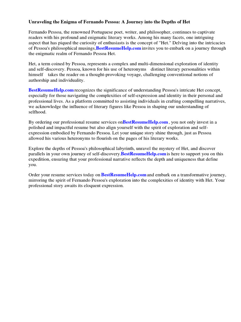 Fernando Pessoa Heteronimos Resumo | PDF | Identity (Social Science)