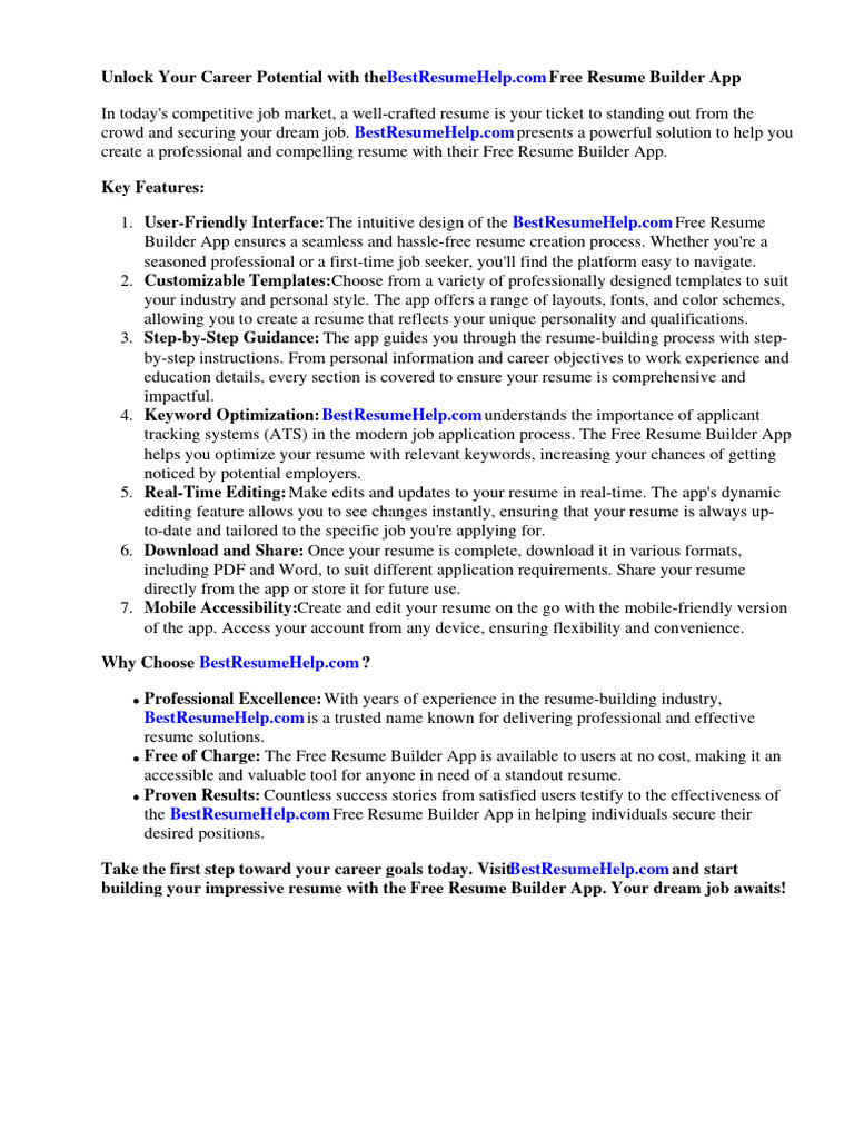 Free Resume Builder App Pdf Résumé Mobile App