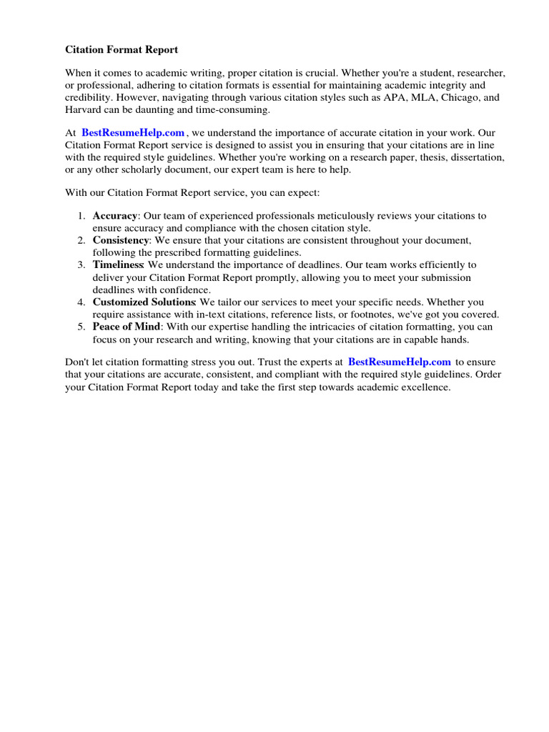 Citation Format Report | PDF | Citation | Apa Style